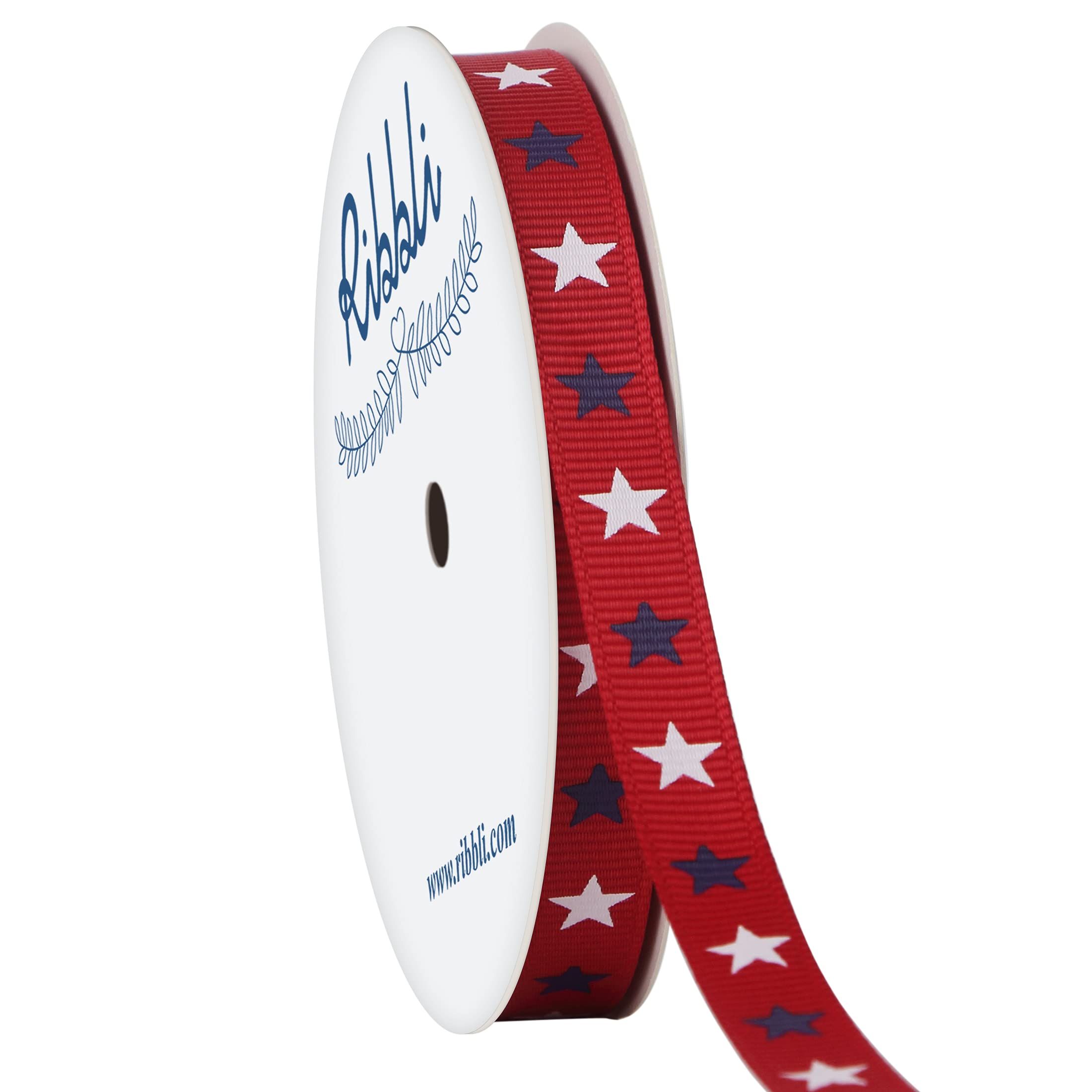 Amazon.com: Ribbli Grosgrain Navy & White Stars Ribbon,3/8-Inch x 10 ...