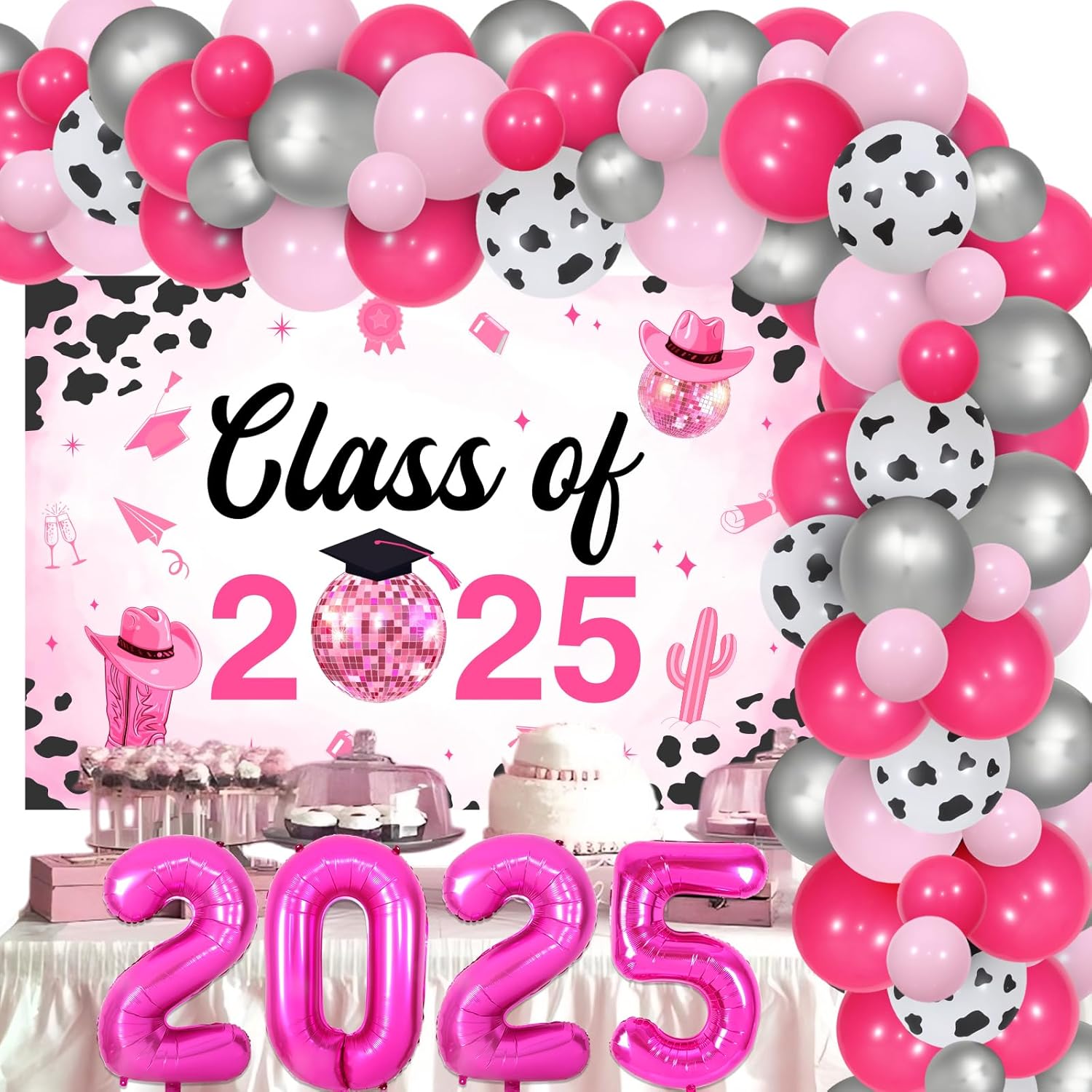 Amazon.com: JOYMEMO Disco Cowgirl Theme Graduation Party Decorations ...