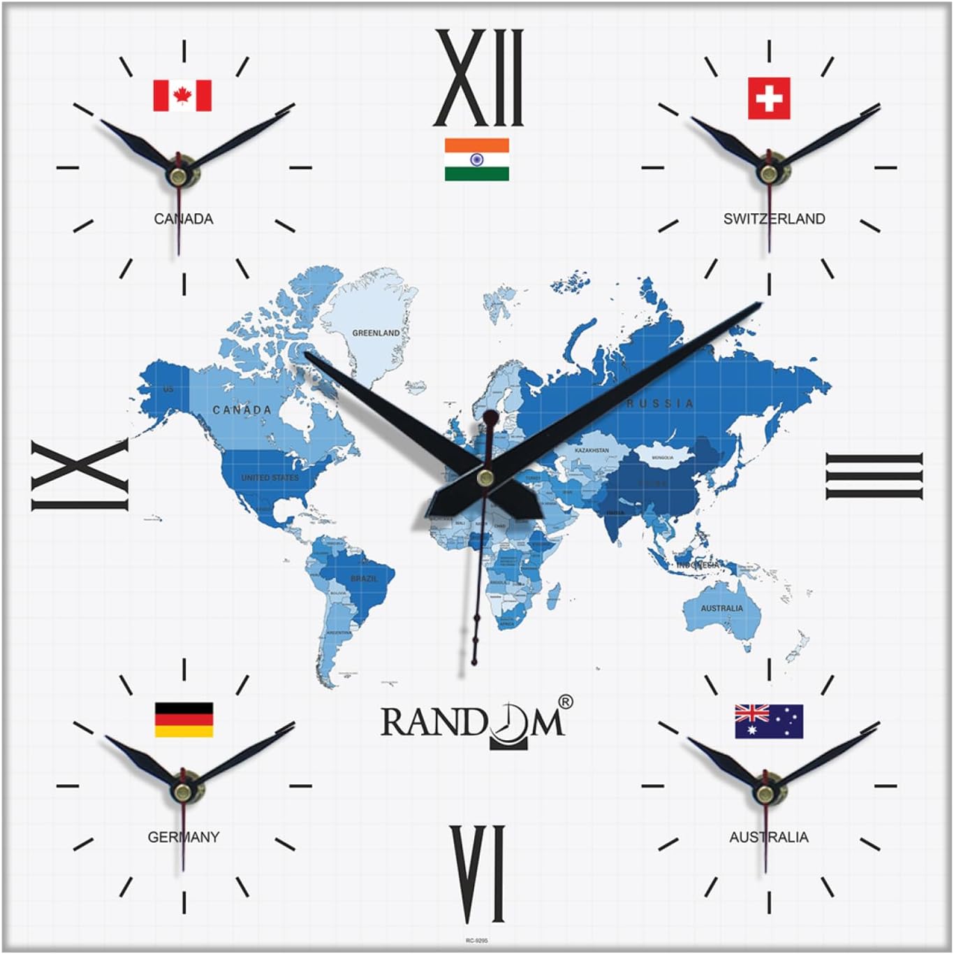 Buy RANDOM Silent Movement World Wall Clock with Different Time Zones ...