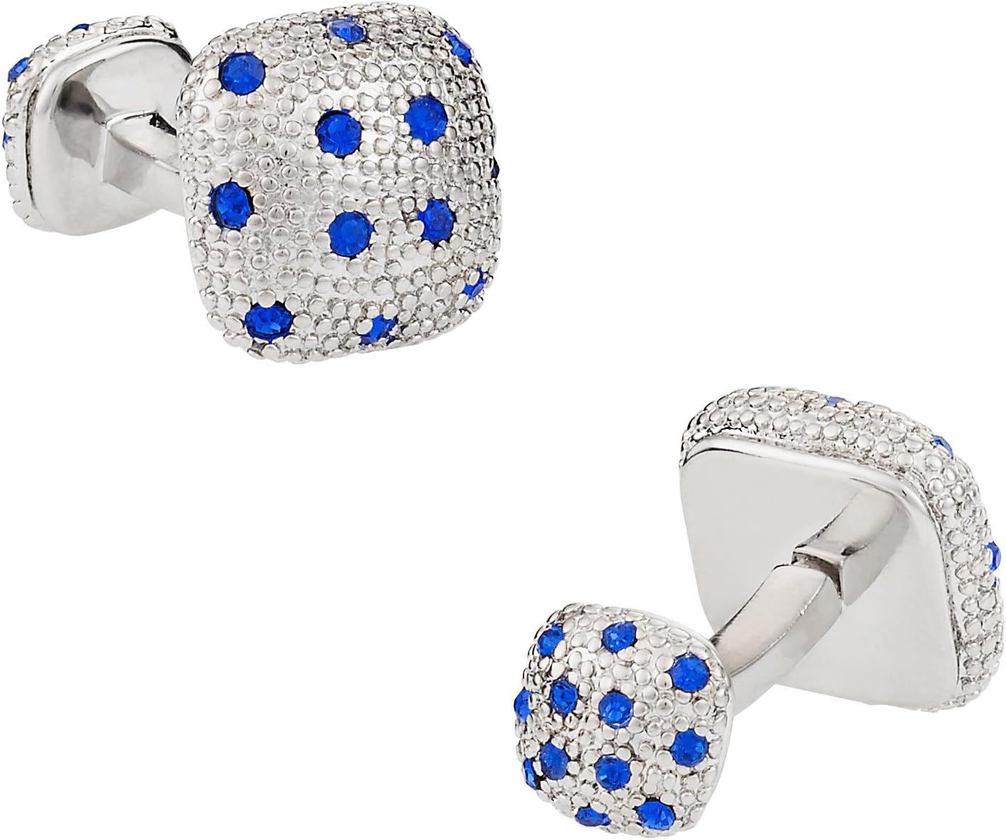 Amazon.com: Cuff-Daddy Double Sided Blue Crystal Pave Silver Cufflinks ...