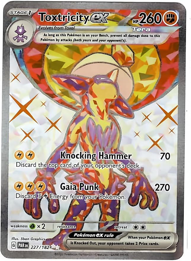 Amazon.com: Pokemon - Toxtricity ex 227/182 - Paradox Rift - Tera Full ...