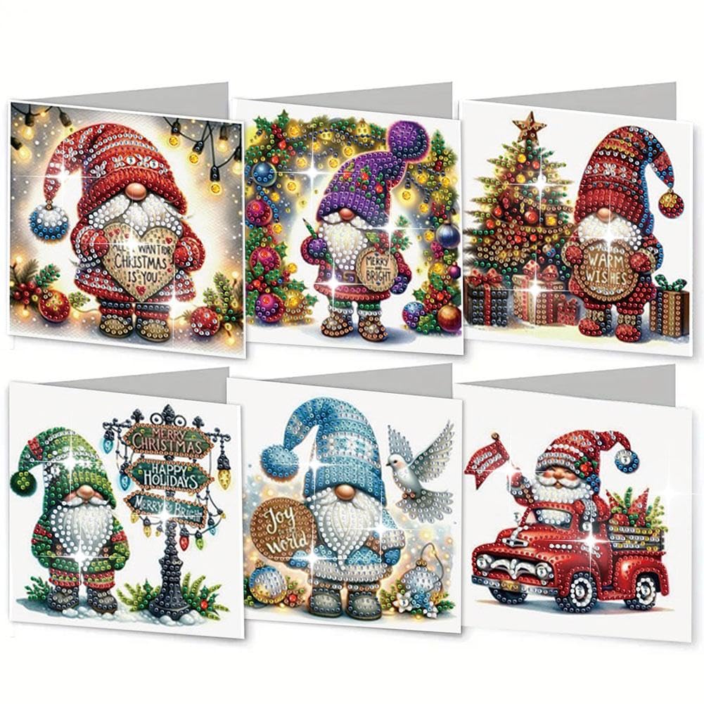 Amazon.com: 6PCS Diamond Paint Christmas Cards, Craft Diamond Art Cards ...