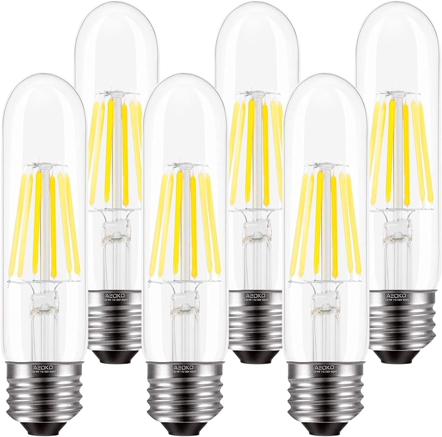 ASOKO E26 T10 Bulbs Daylight White 6W, Dimmable T10 Edison Bulb 60 ...