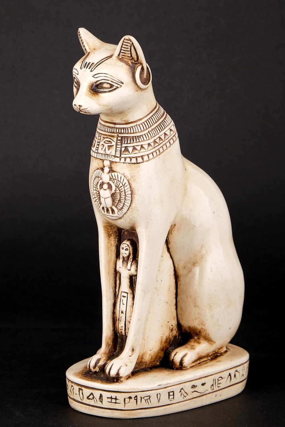 Estatua egipcia antigua de la diosa Bastet gato piedra caliza pesada ...