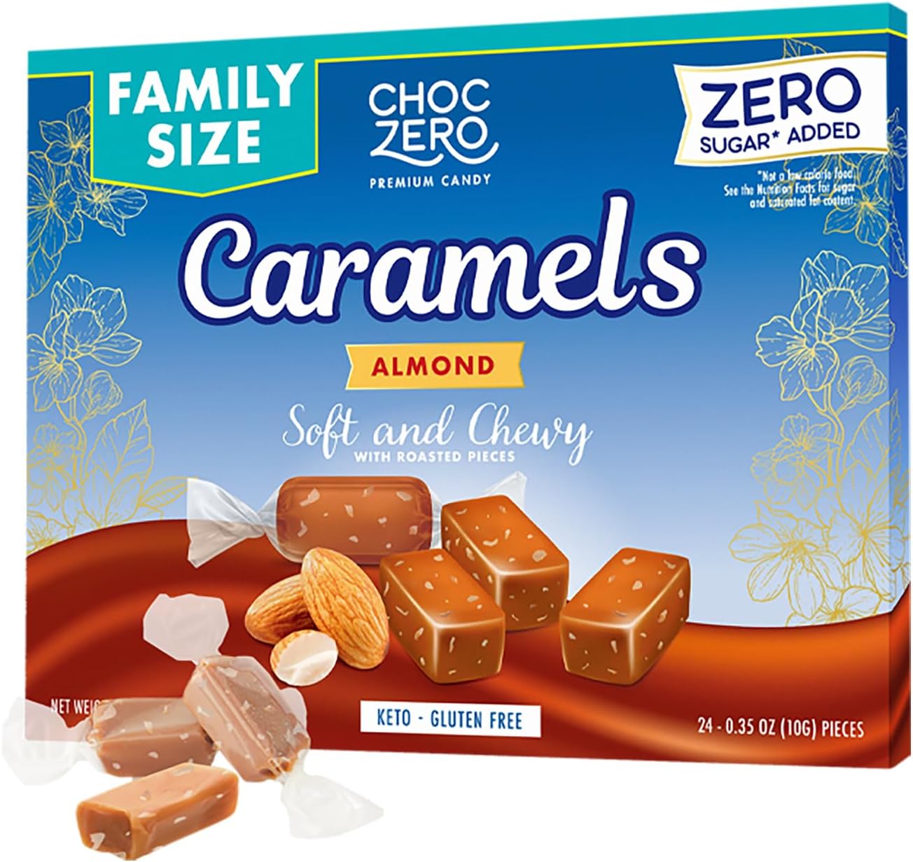 Amazon.com : ChocZero Sugar Free Almond Caramels, Soft and Chewy with ...