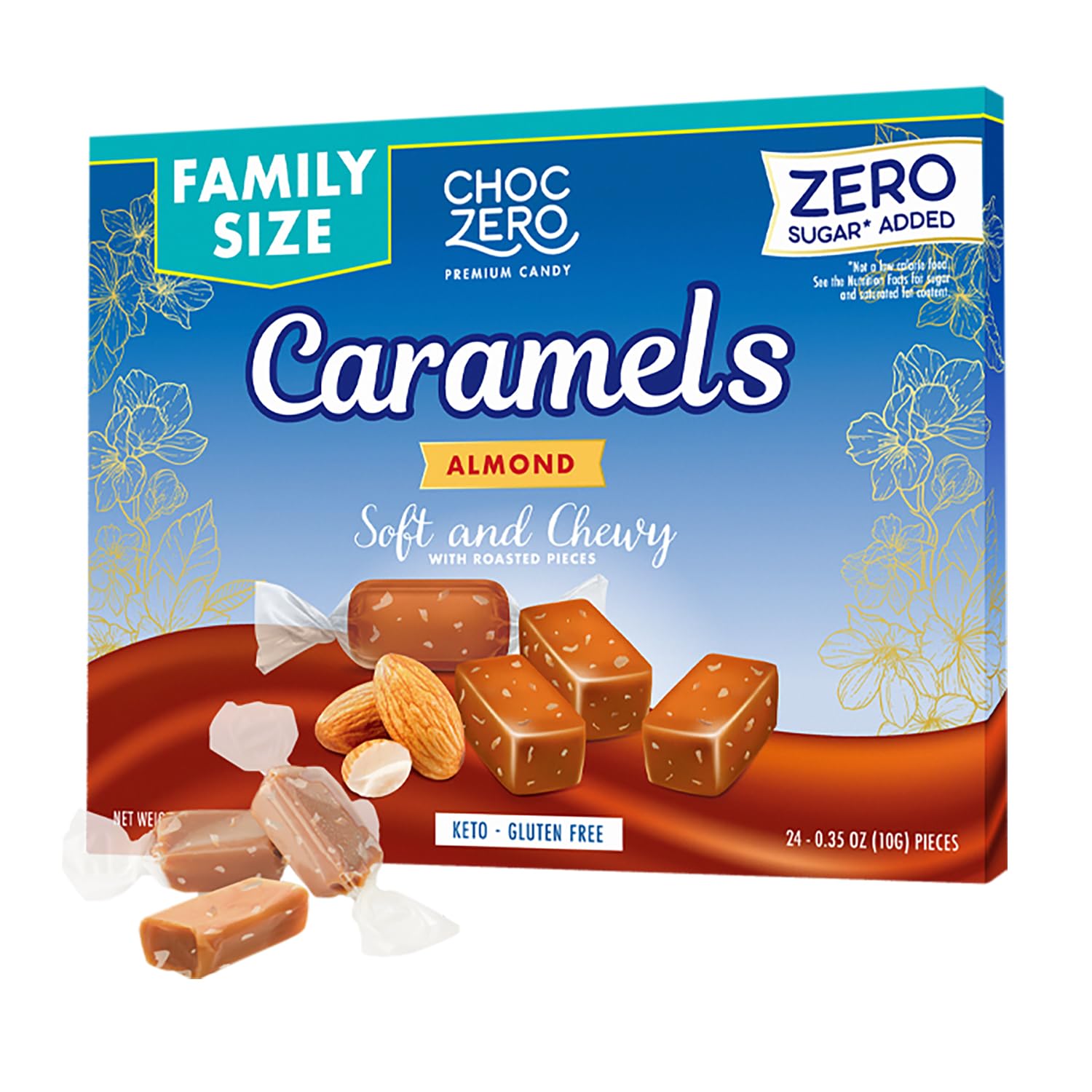 Amazon.com : ChocZero Sugar Free Almond Caramels, Soft and Chewy with ...