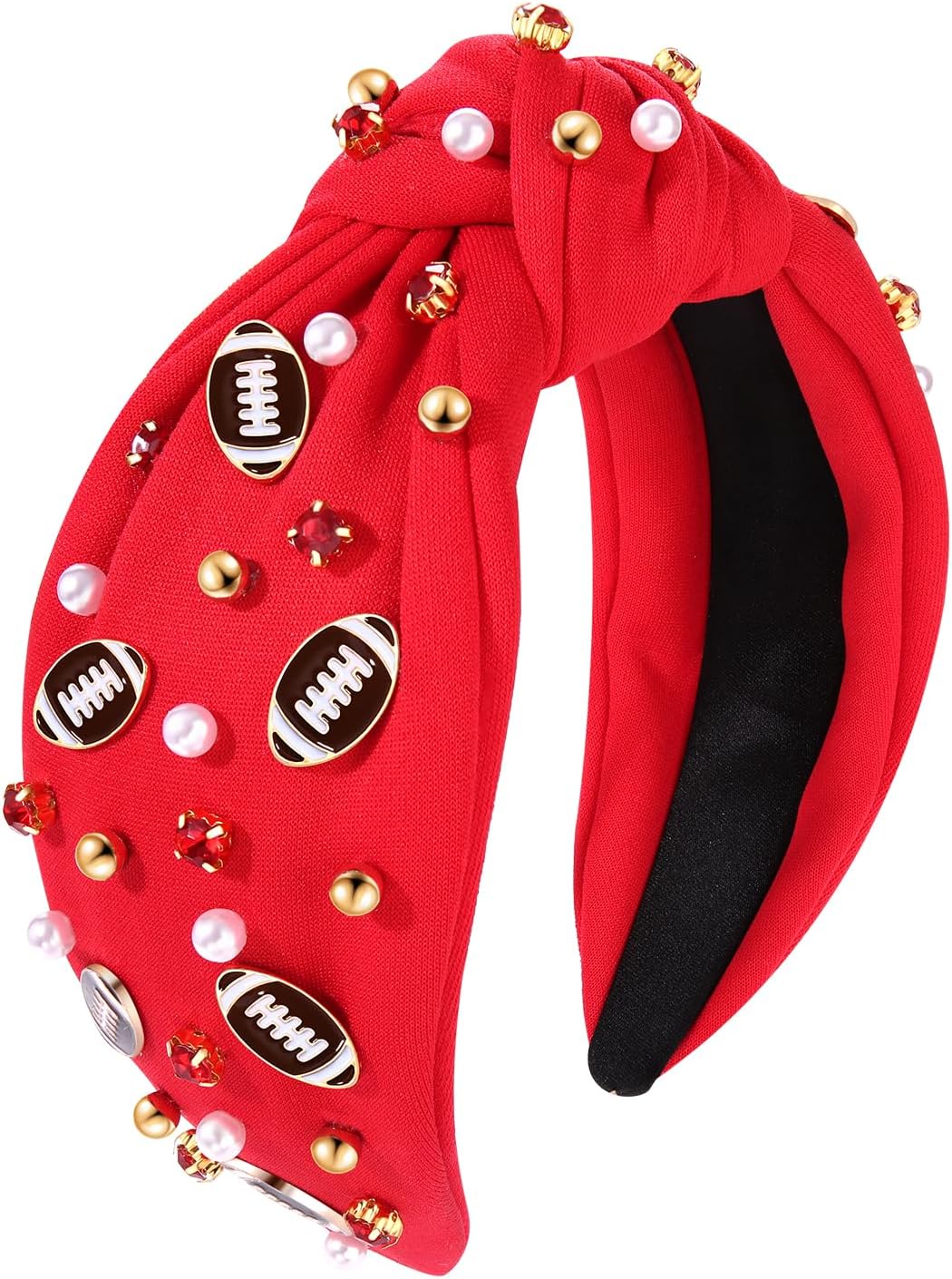 Amazon.com : Football Headband Pearl Rhinestone Jeweled Knotted ...