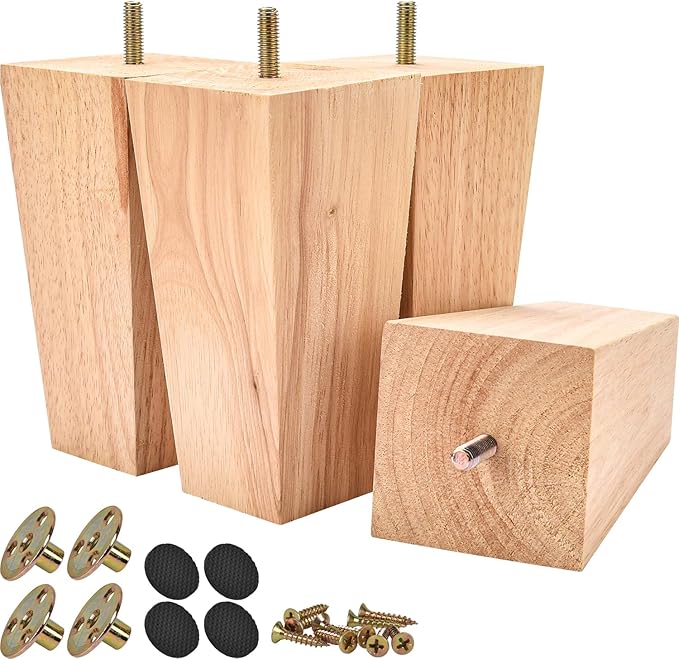 Amazon.com: Btowin 6 inch Solid Wood Furniture Legs, 4Pcs Mid-Century ...