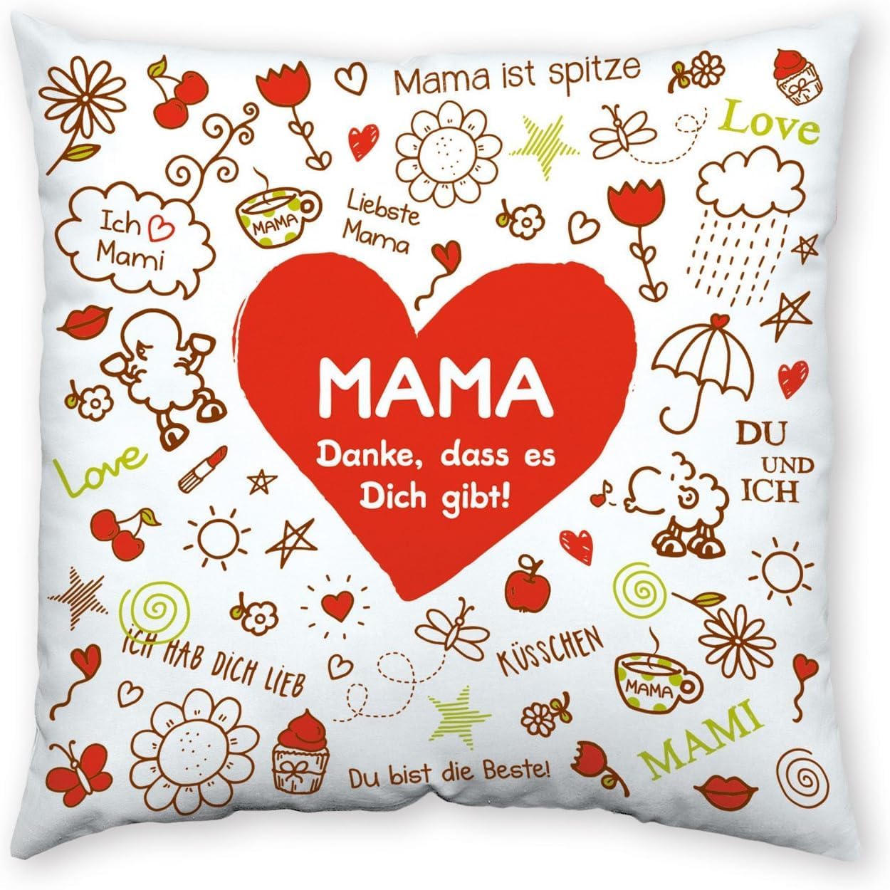 Sheepworld Kissen Motiv Mama, Danke | Zierkissen, Baumwolle, 40 cm x 40 ...