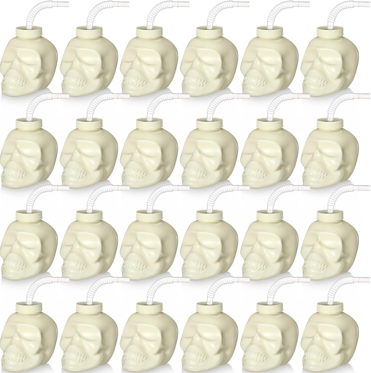Amazon.com: Umigy 24 Pack Halloween Plastic Skull Cups with Straw and ...