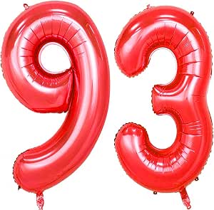 Amazon.com: 40inch Red Foil 93 Helium Jumbo Digital Number Balloons ...