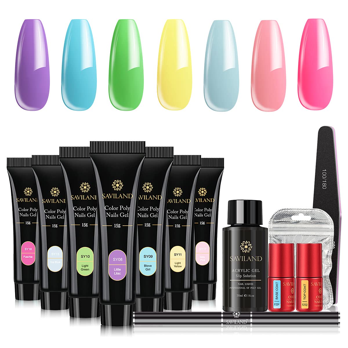 Amazon.com : SAVILAND Poly for Nail Gel Kit - Rainbow Poly Nails Gel ...