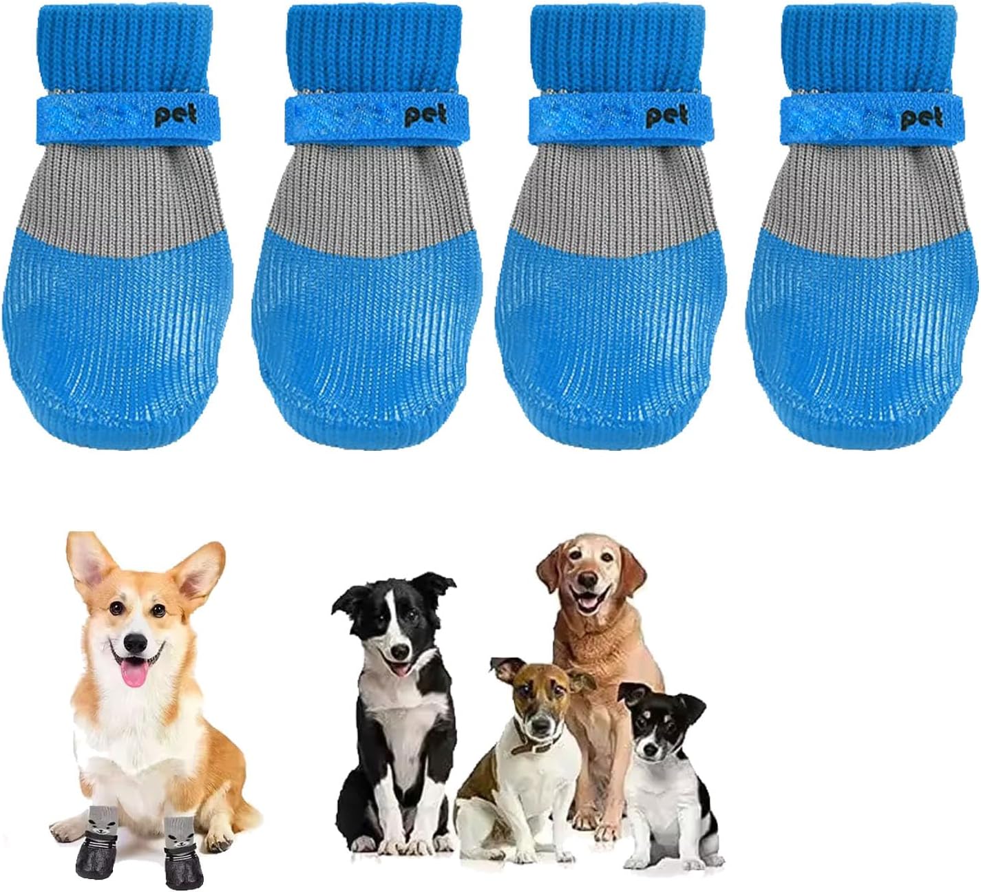 Amazon.com : 2 Pairs Anti-Slip Waterproof Dog Socks Shoes,Dog Booties ...