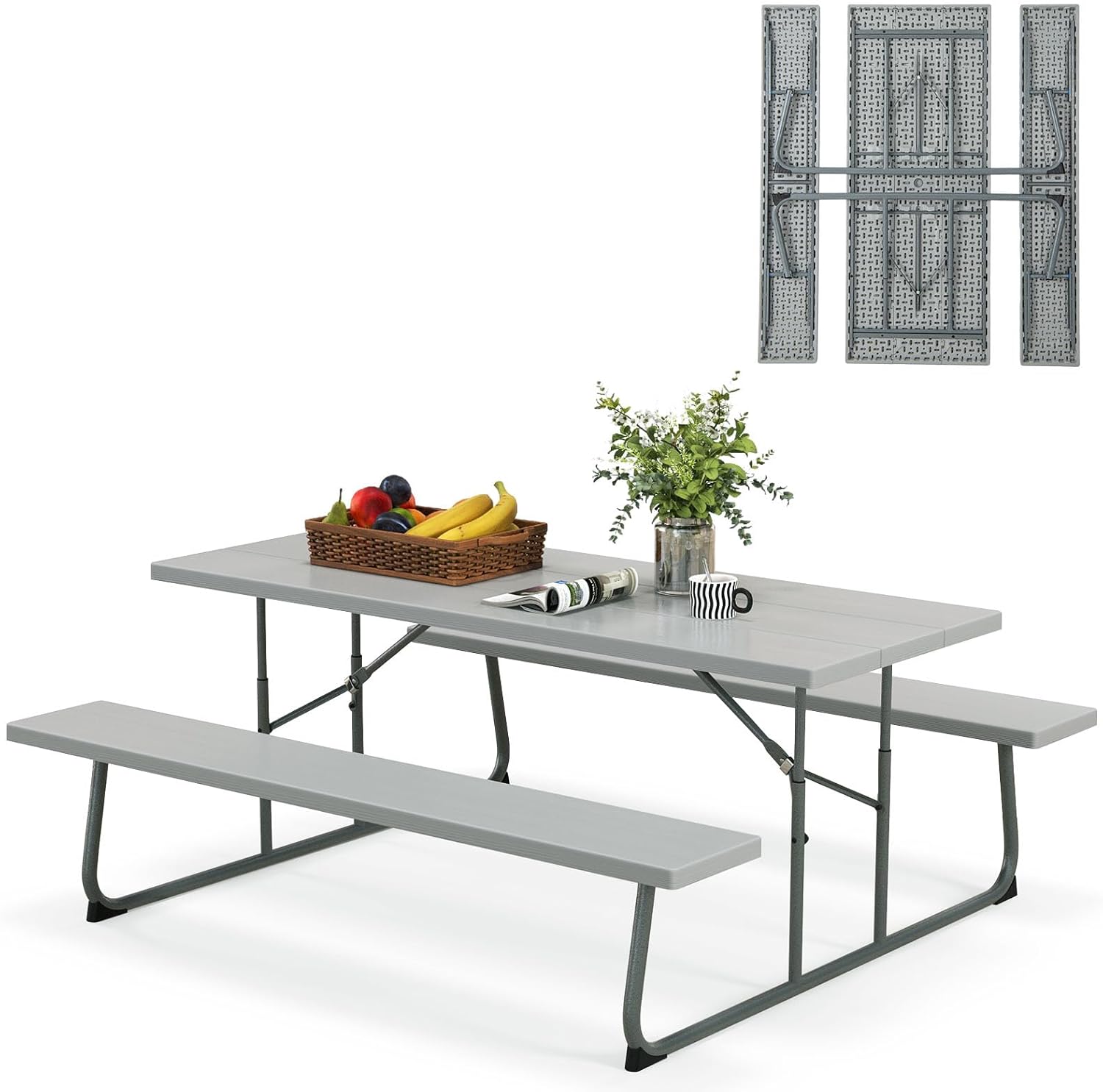 Amazon.com : Tangkula 6 Ft Folding Picnic Table, Outdoor 8 Person Large ...