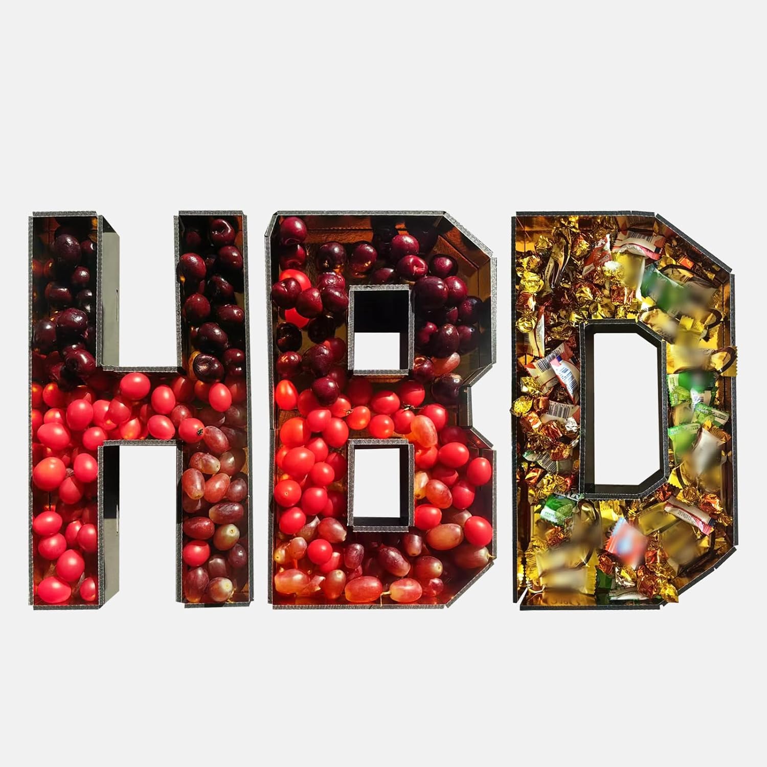 13.7" Gold Cardboard Letters HBD for Charcuterie, Large Fillable Candy ...