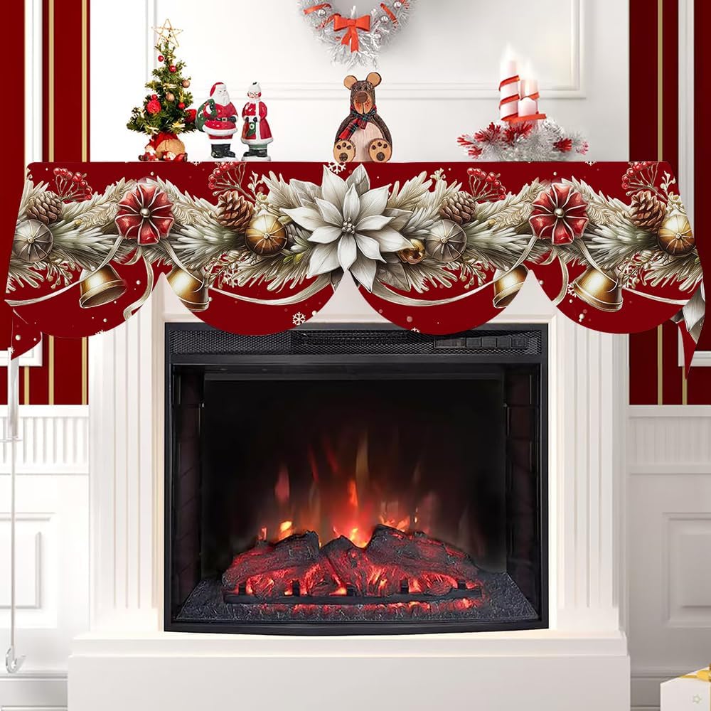 Amazon.com: Christmas Fireplace and Scarf Covers, Interior Christmas ...