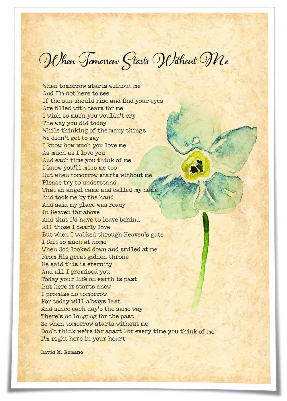 Amazon.com: Peastrog When Tomorrow Starts Without Me Poem Wall Art ...