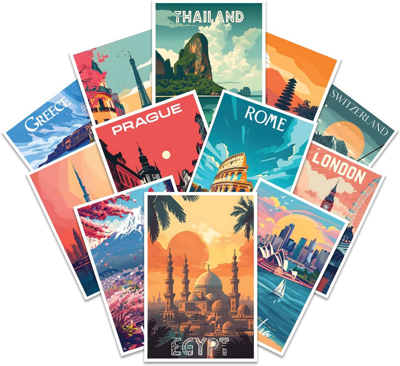 Amazon.com: SoulAbiti Travel Posters wall art set of 12 (12 inches x 18 ...