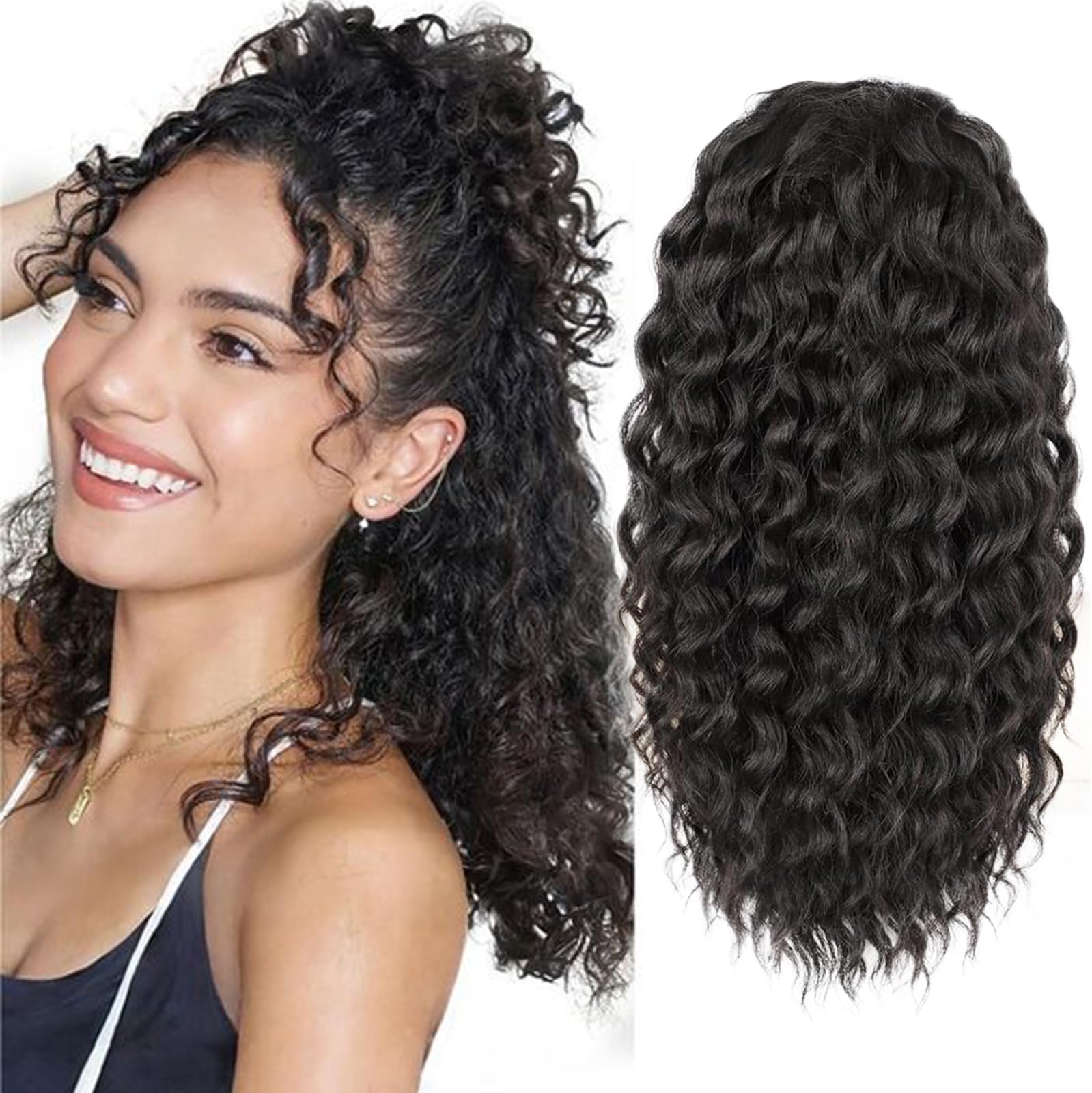 Amazon.com : HYJ Drawstring Ponytail 18inch Curly Ponytail Extensions ...