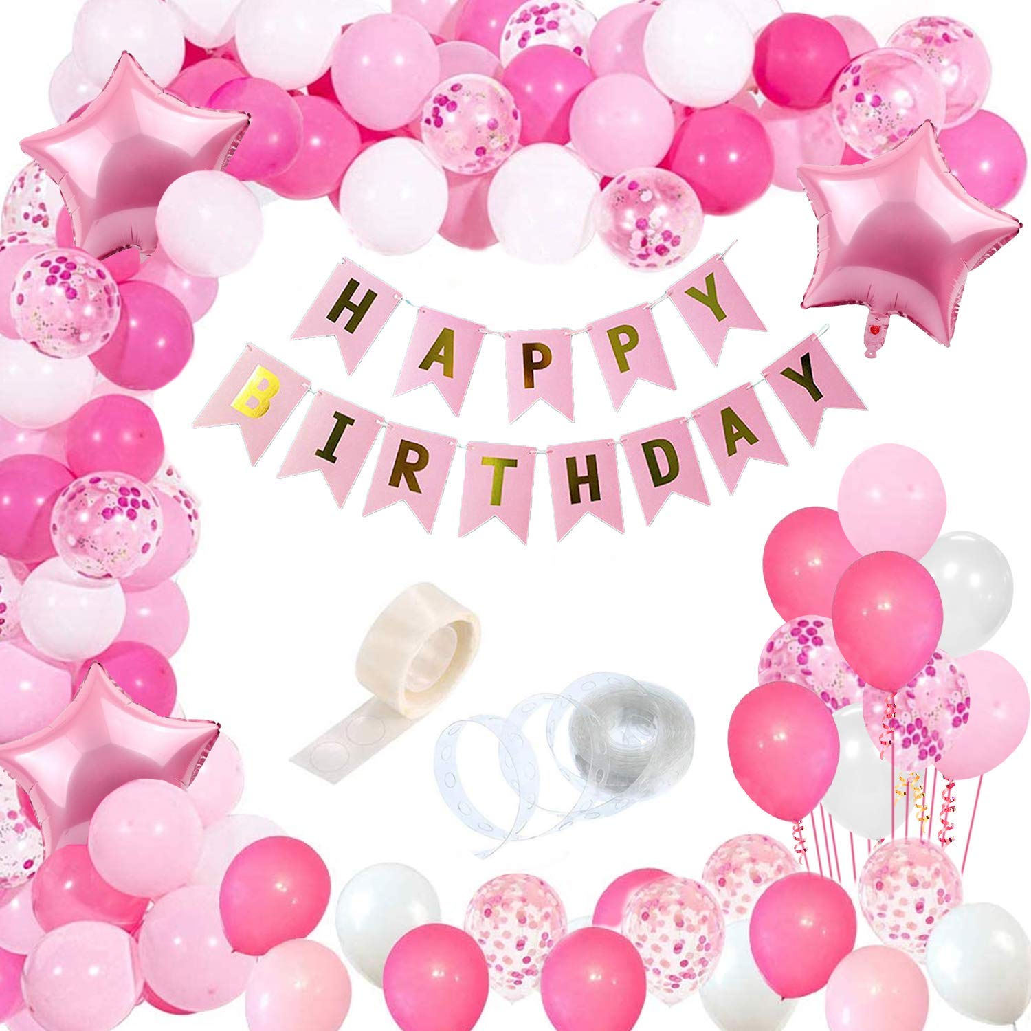 Party Propz Pink Theme Birthday Decorations for Girls - Set of 96 Pcs ...