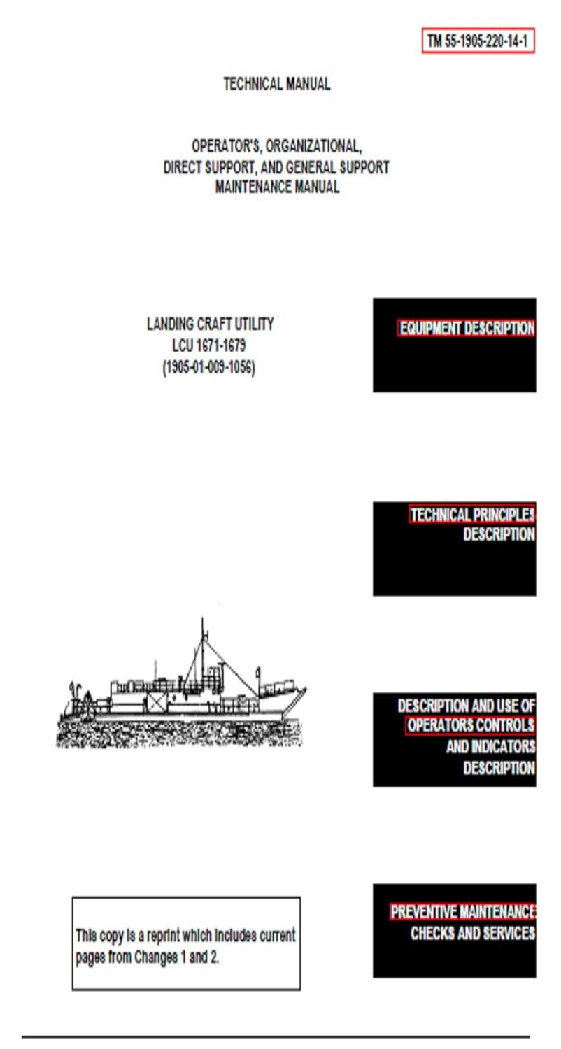 US Army, Technical Manual, TM 55-1905-220-14-1, LANDING CRAFT, UTILITY ...