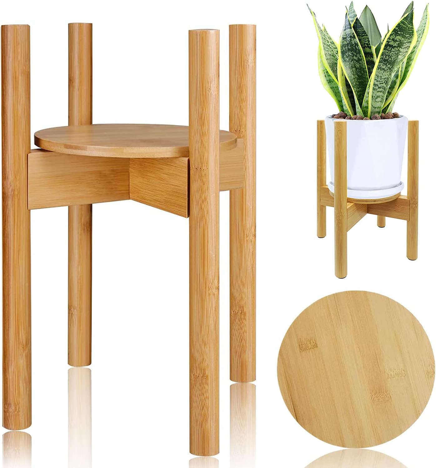 Amazon.co.jp: フラワースタンド 花台 鉢スタンド 植木鉢台 トレイ付き 幅20-30cmまで調整 て 竹製 植木台 て 100KG耐荷重 花ポットホルダ 組み立て簡単 鉢置き ...