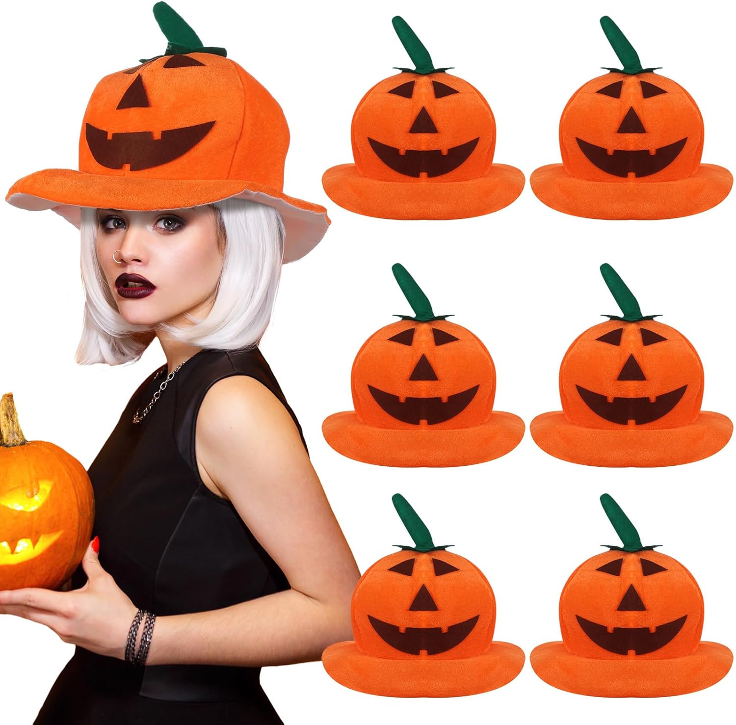 Amazon.com: Ramede 6 Pcs Halloween Party Hats Pumpkin Hats Pumpkin Jack ...