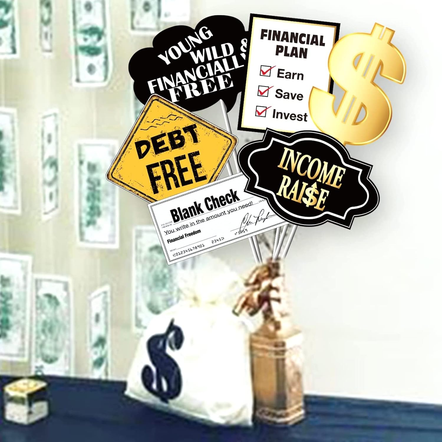 Amazon.com: YiiiGoood 24pcs(6 styles) FUN Money Theme Table Centerpiece ...