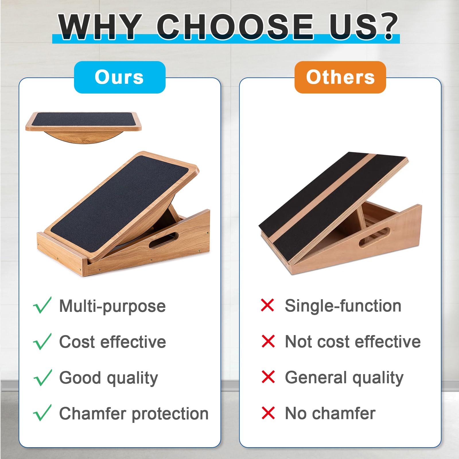 2-in-1 Professional Wooden Balance Board & Slant Board for Adults ...