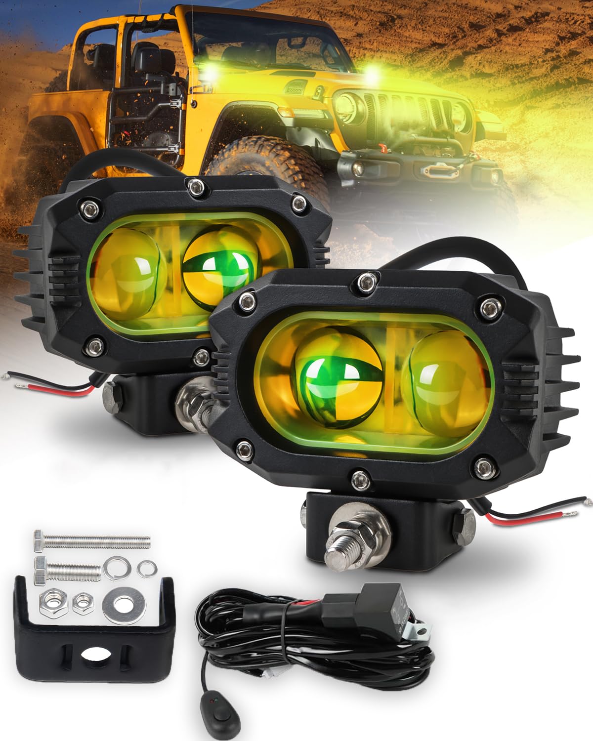 Snapklik.com : NAVOROGE 4In LED Amber Fog Light, Super Brighter Spot ...