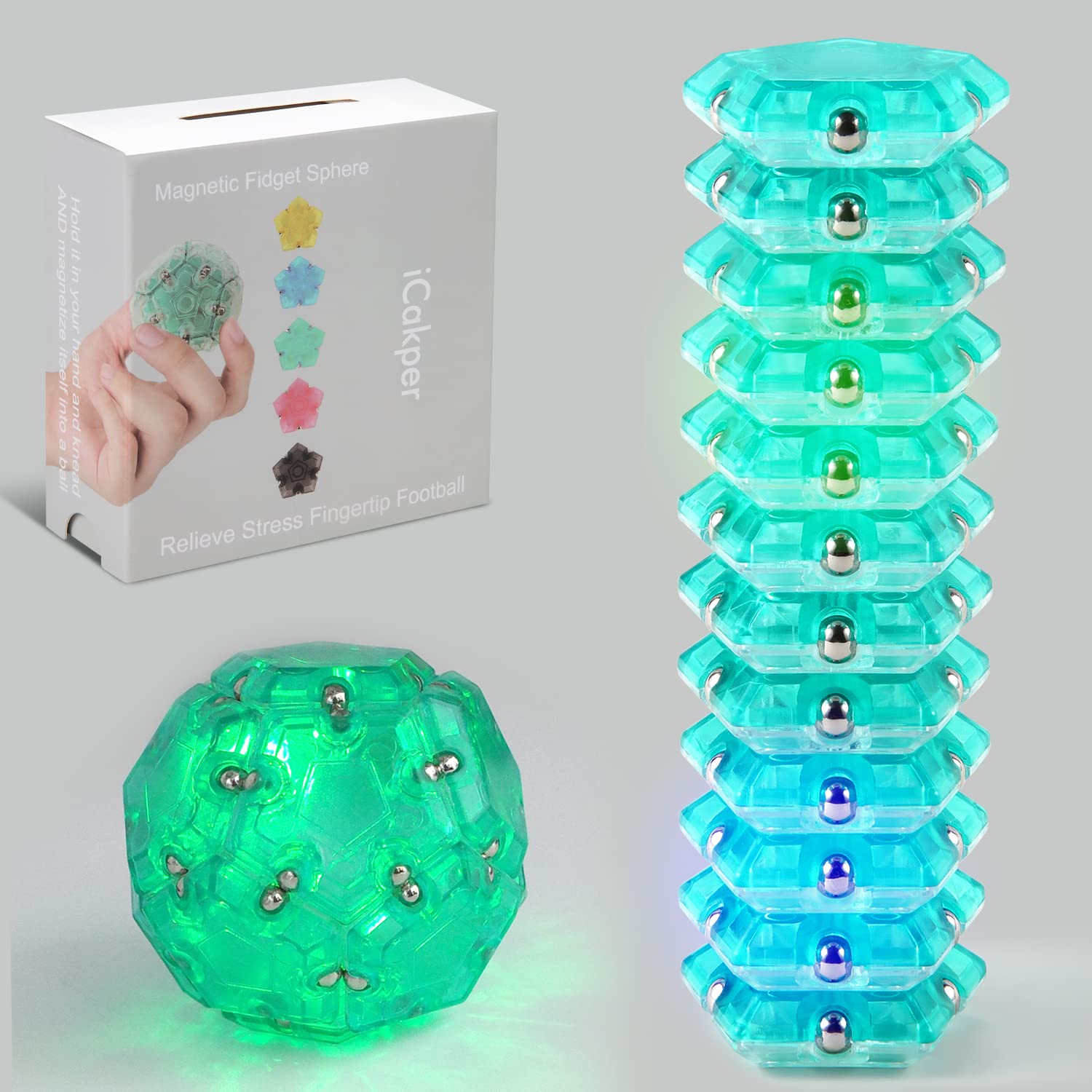 Buy iCakper Flashing LED Light Fidget Sphere, Glow Stress Desk Toys for ...