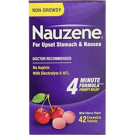 Amazon.com: Nauzene Upset Stomach & Nausea Chewable Tablets Wild Cherry ...