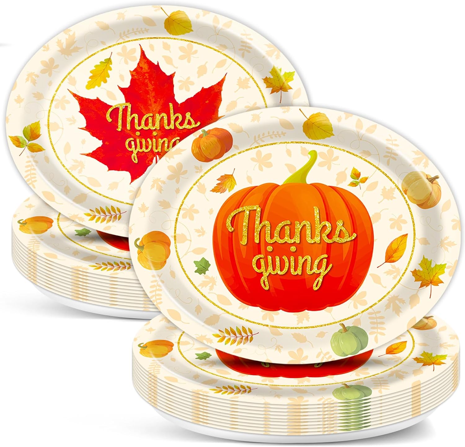 Amazon.com: Qyeahkj 50 PCS Thanksgiving Oval Paper Plates Large 11 ...