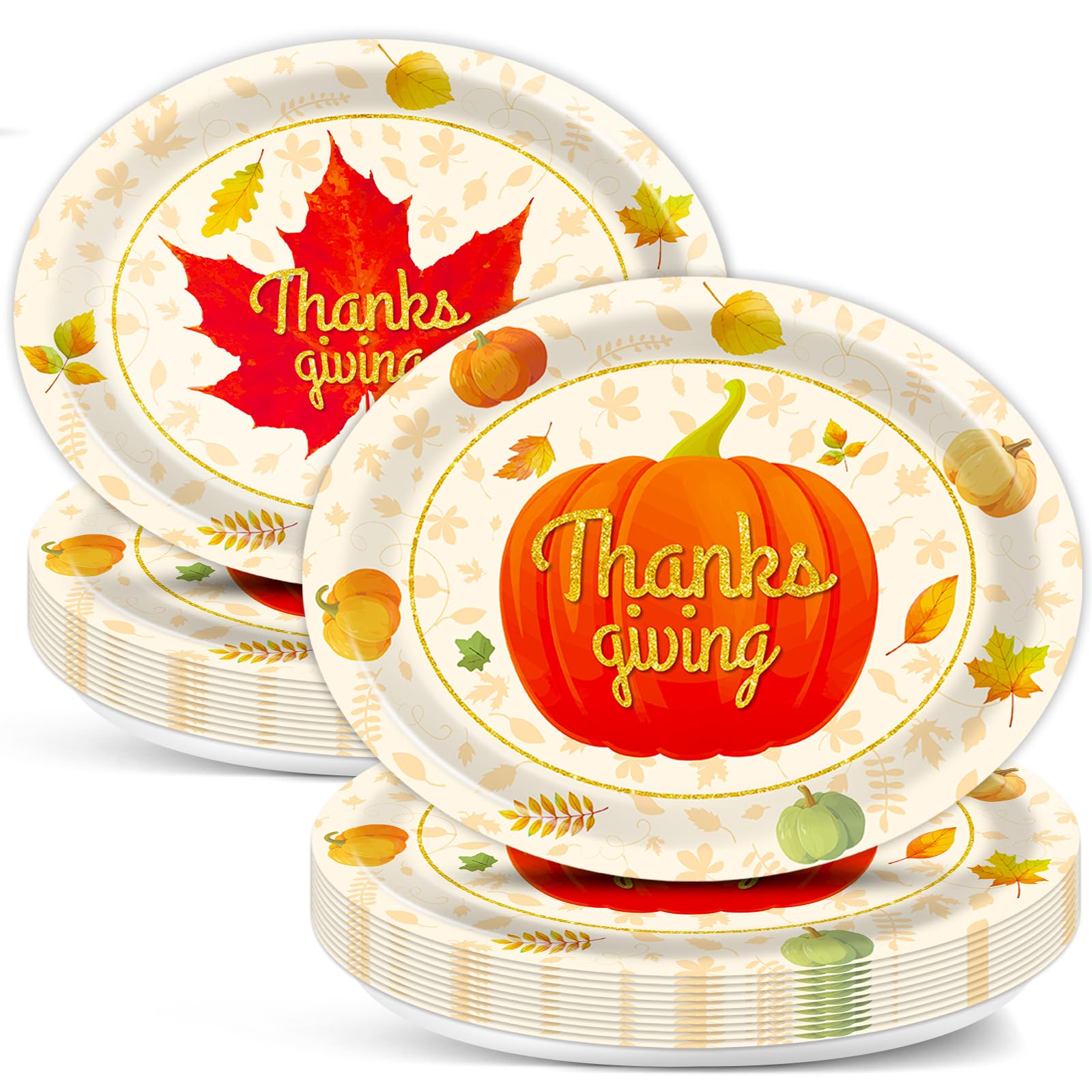 Amazon.com: Qyeahkj 50pcs Thanksgiving Oval Paper Plates, 11'' Large ...