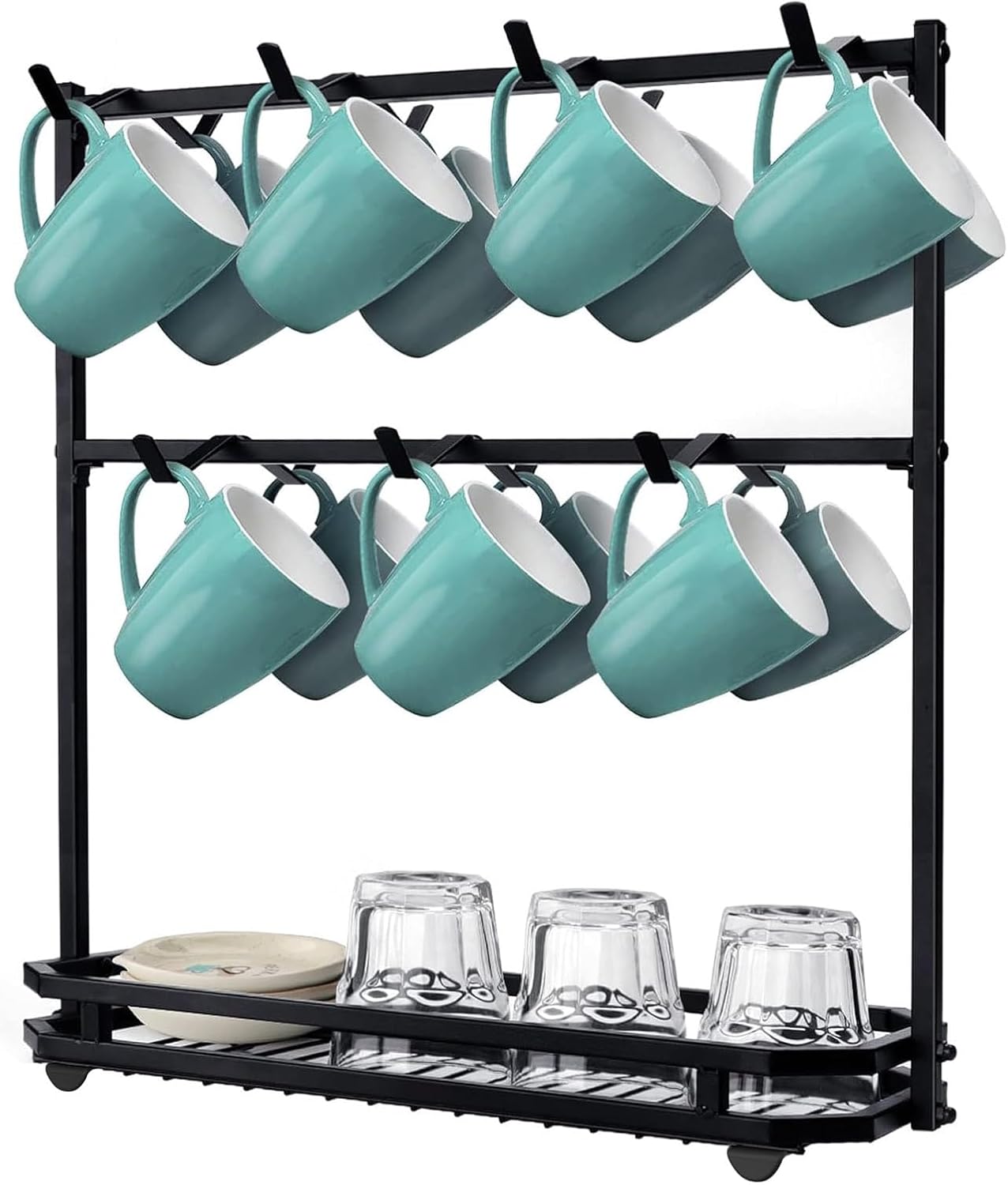 FANGSUN Large Coffee Mug Holder Stand Countertop, Tree Rack for 14 Mugs ...