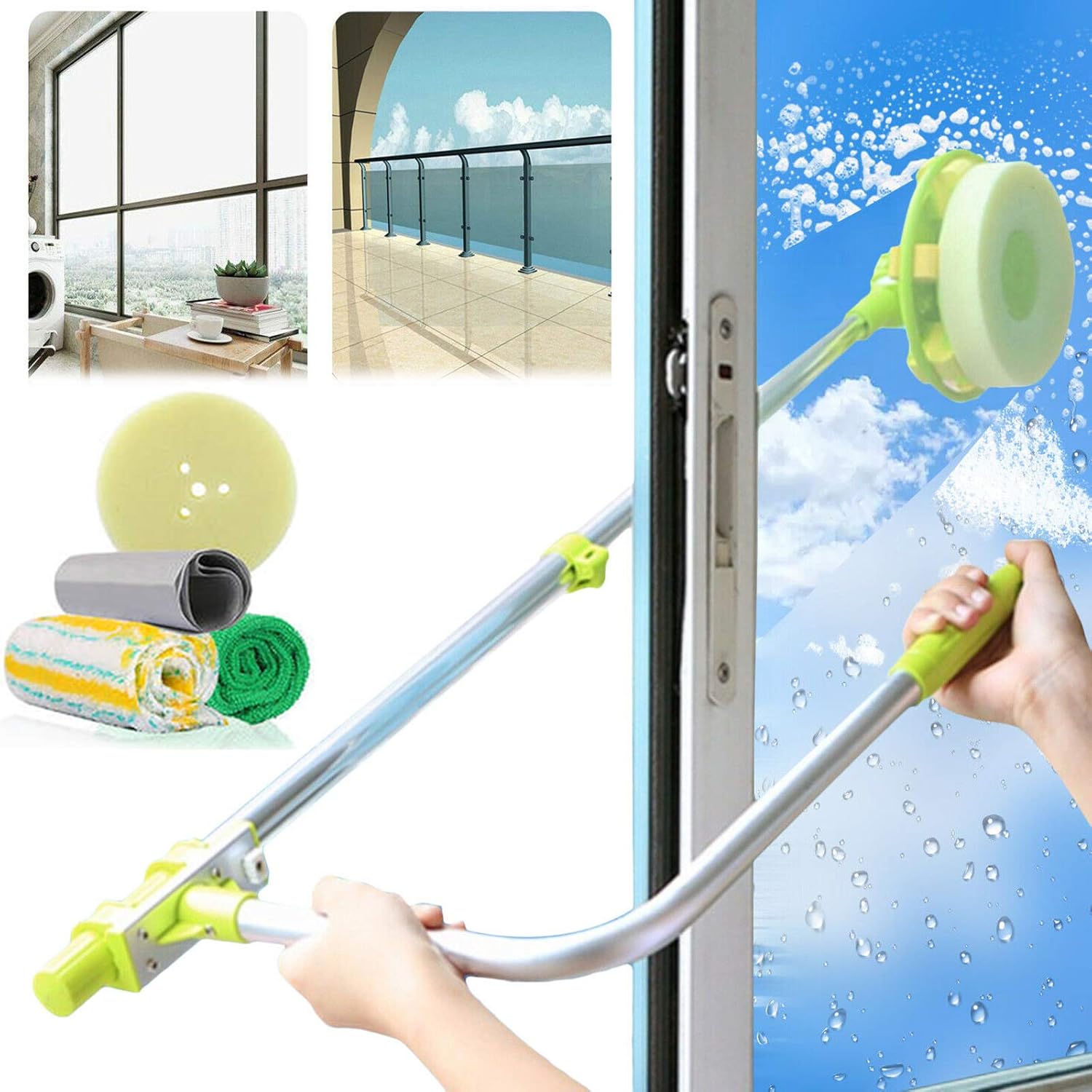 High-Rise Window Cleaner, U-Shaped 2-in-1 Squeegee Spout Window ...