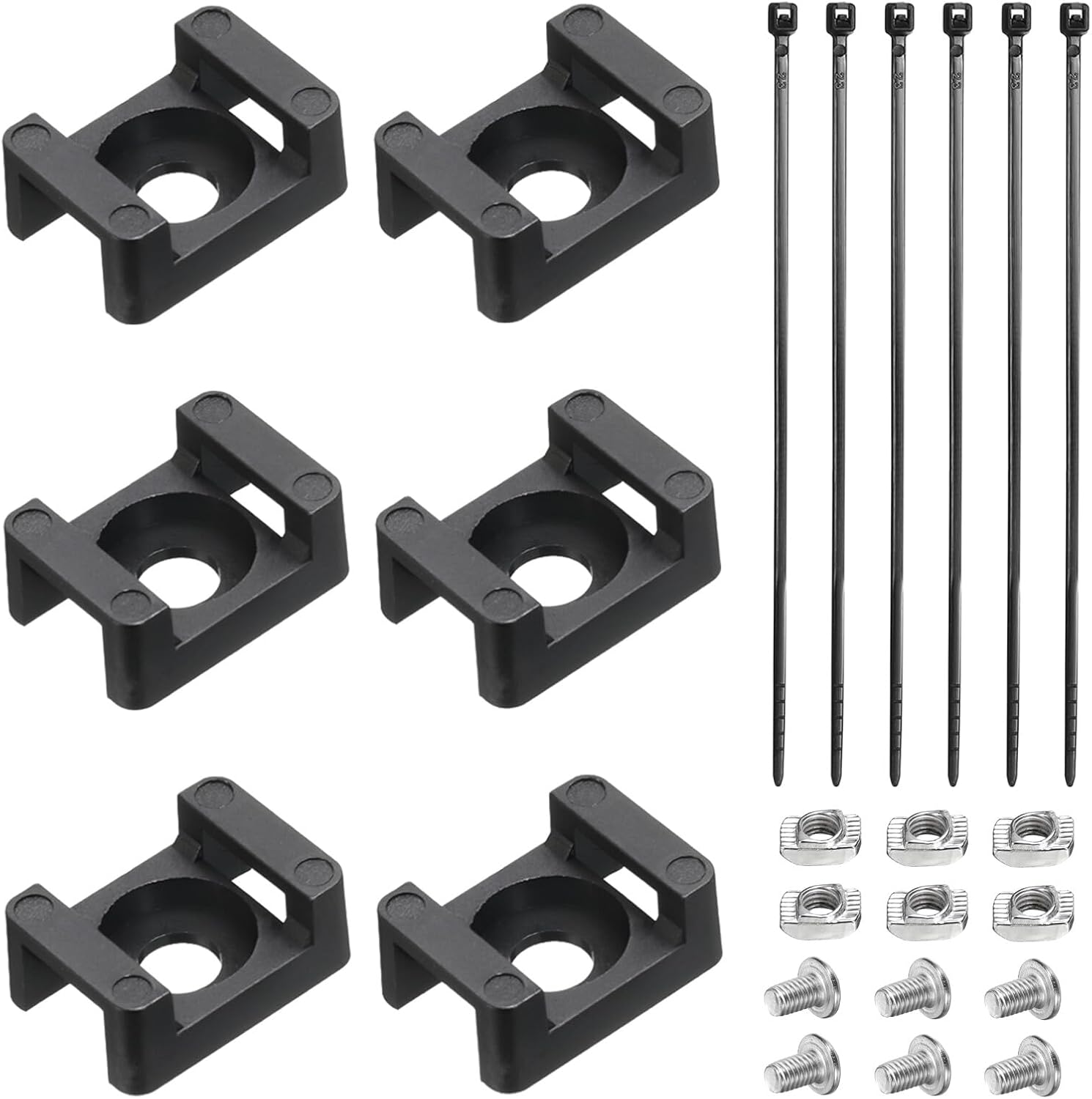 Amazon.com: 6Pcs Cable Zip Tie Base 6mm Hole with Fixed Blocks, Nylon ...