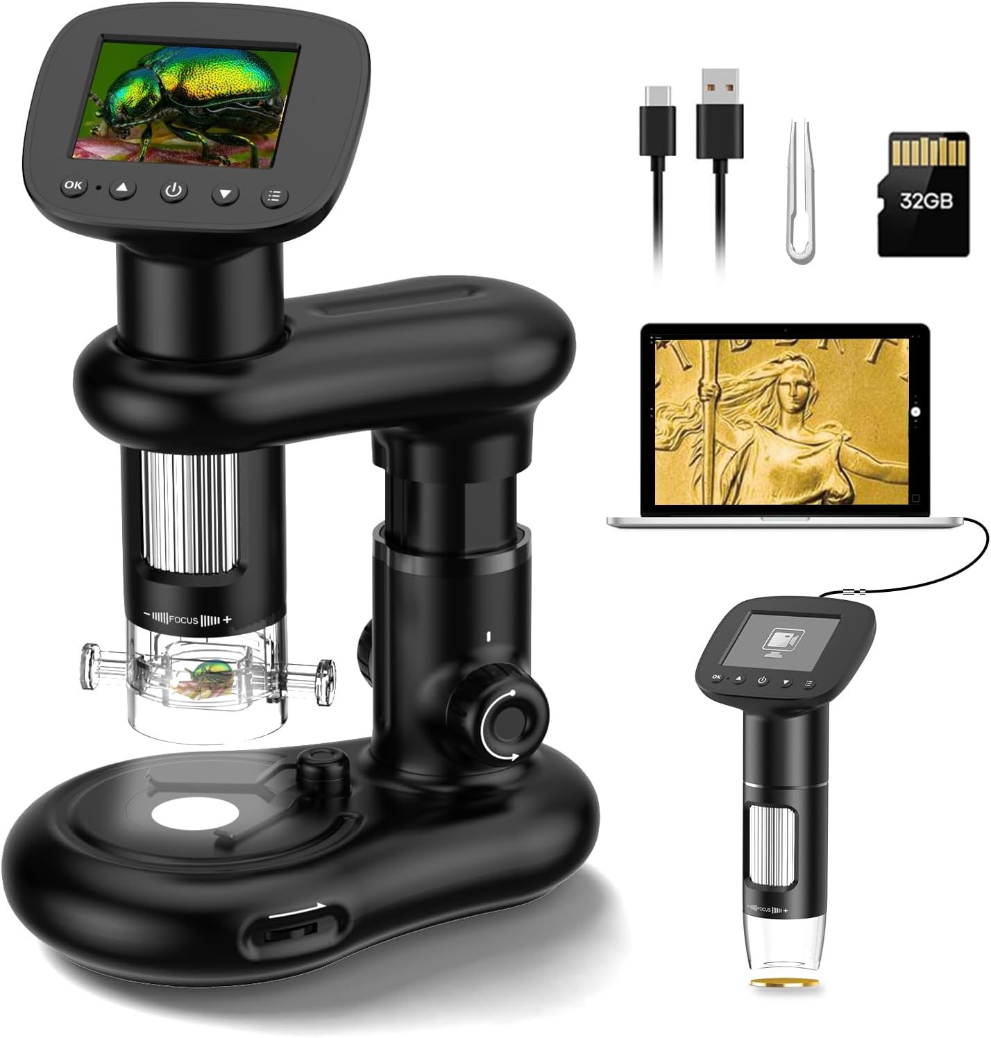 Amazon.com : Kids Microscope for Ages 8-12, Handheld Digital Microscope ...