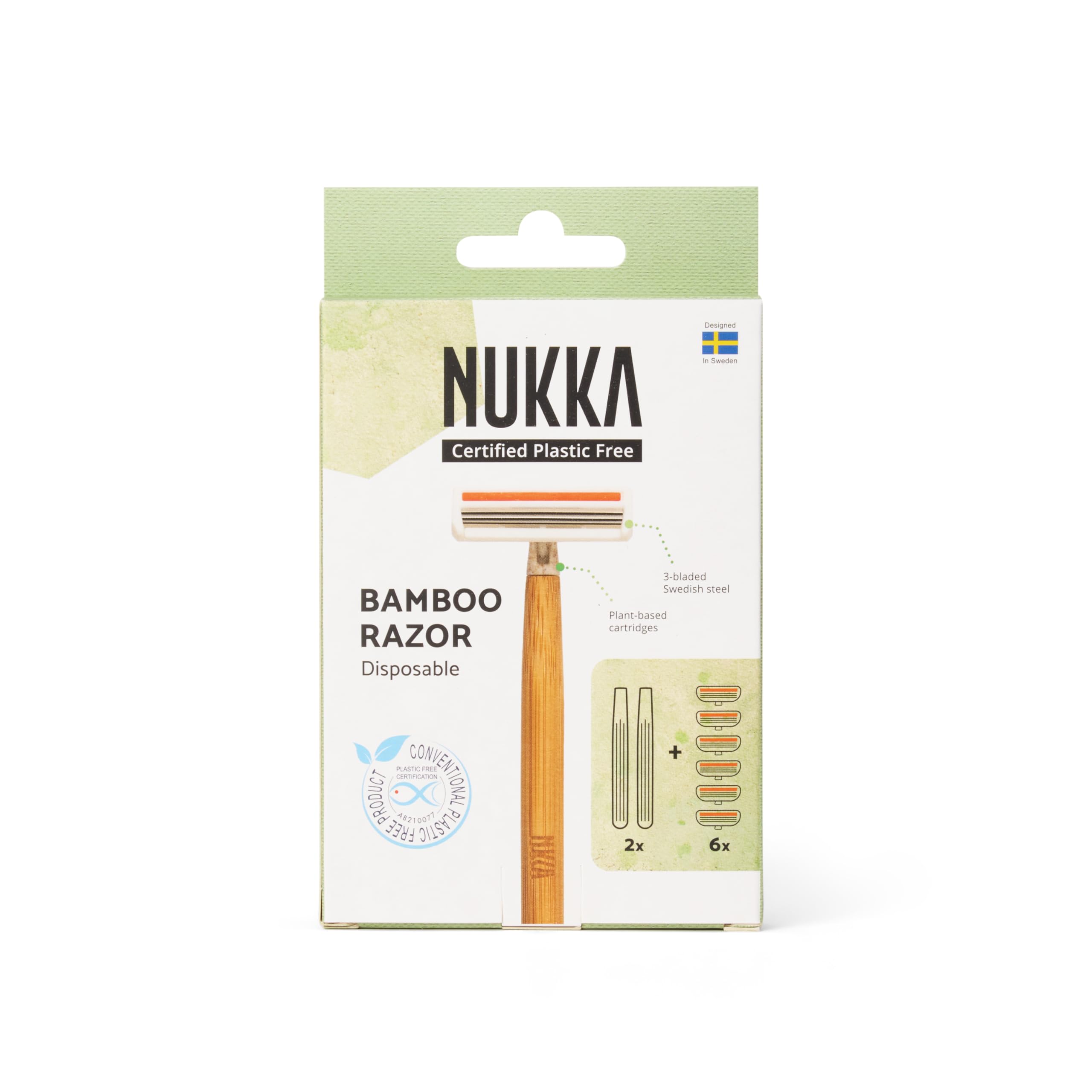 Amazon.com: Nukka Disposable Bamboo Razor with 2 Handles, 6 x 3-Blade ...