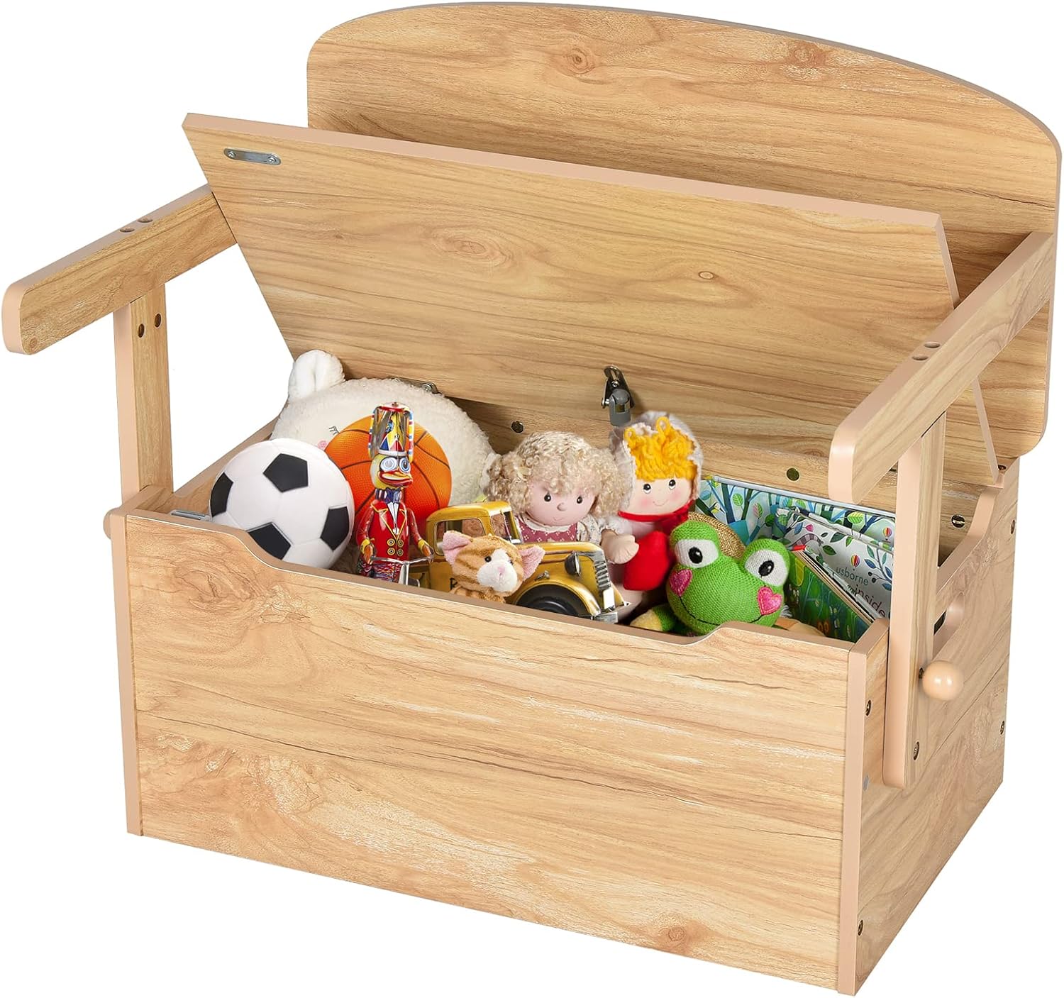 Maxmass 3-in-1 Kids Bench Storage Chest, Convertible Wooden Toy Box ...