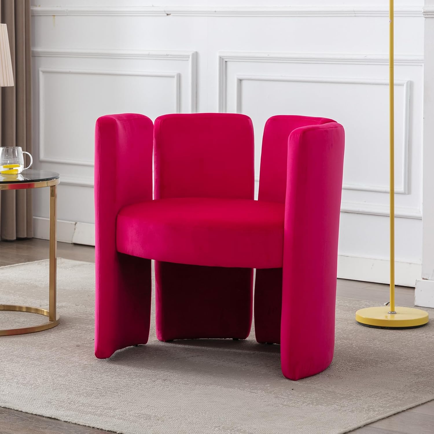 Amazon.com: Kmax Velvet Accent Chair Mid-Century Modern Barrel Chair ...