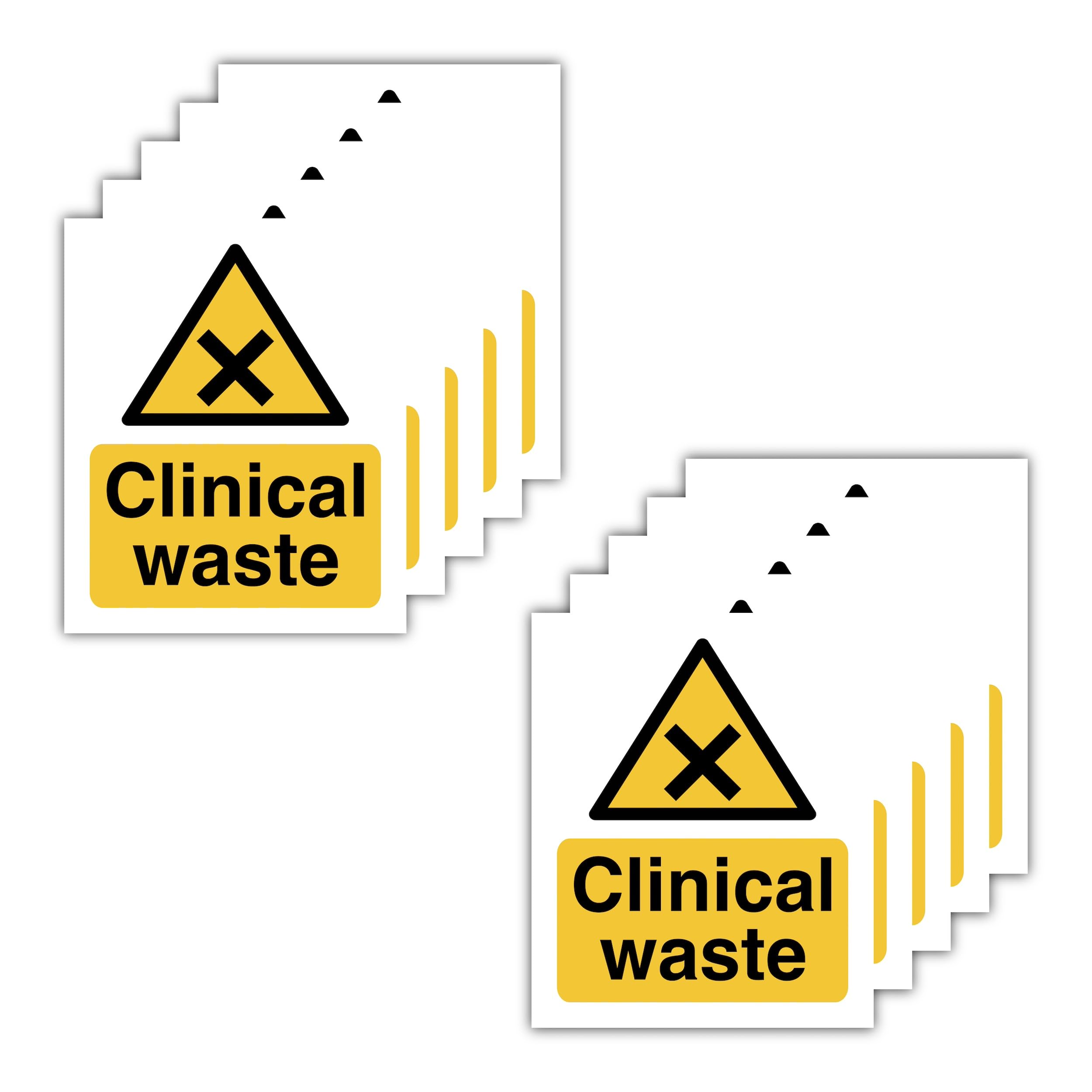 11CM X 9CM Pack of 10 Self Adhesive Clinical Waste Warning Vinyl ...