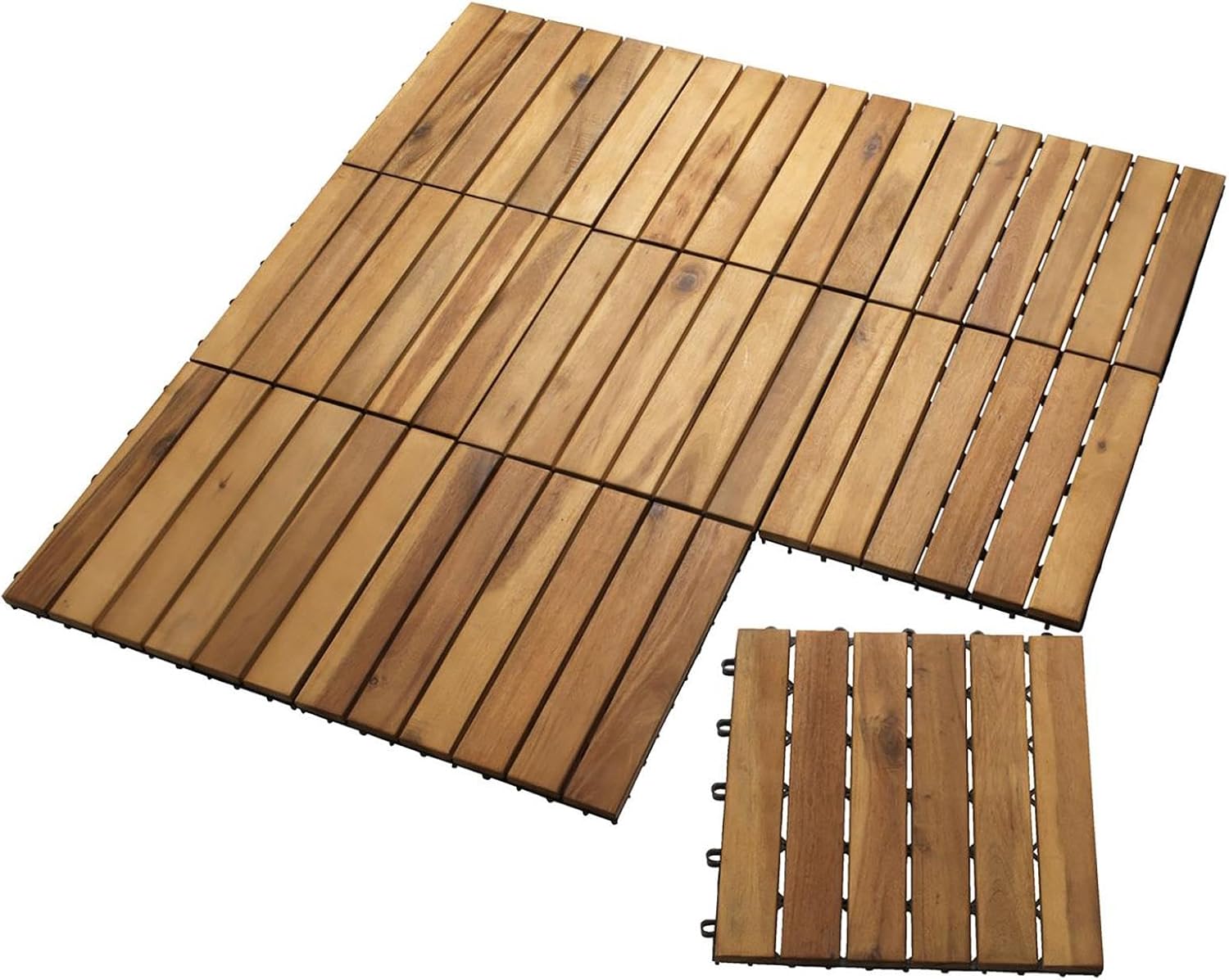 simpa Solid Acacia Wood Deck Tiles 30cm x 30cm - Pack of 9 : Amazon.co ...