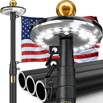 Amazon.com : IIOPE 20FT Telescoping Heavy Duty Flag Pole with Solar ...