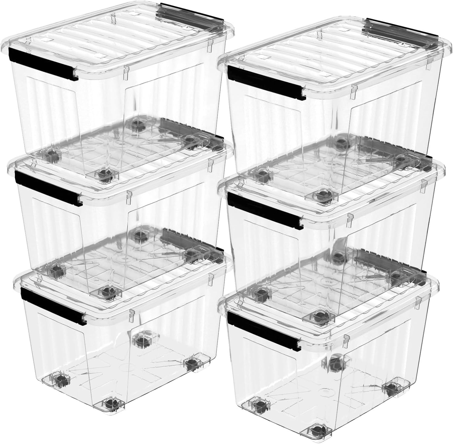Amazon.com - Cetomo 40Qt*6 Plastic Storage Bins, Clear Lidded Storage ...
