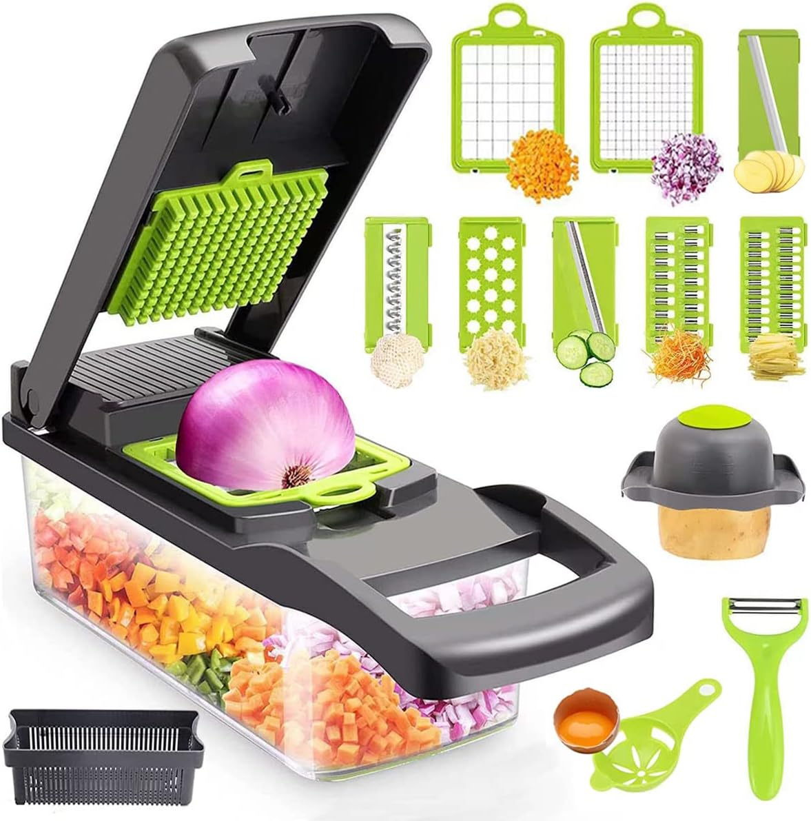 Amazon.com: Vegetable Chopper, 14 in 1 Food Chopper, Vegetable Chopper ...