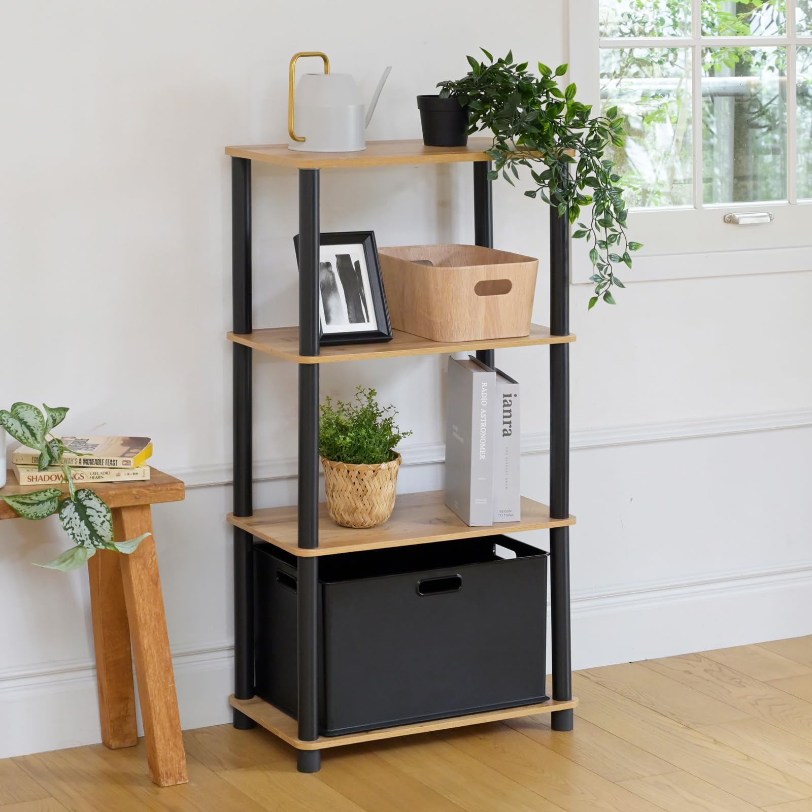 Amazon｜山善(YAMAZEN) ラック 4段 棚 組立カンタン 軽量 オープンラック シェルフ 収納棚 一人暮らし 幅47×奥行27×高 ...