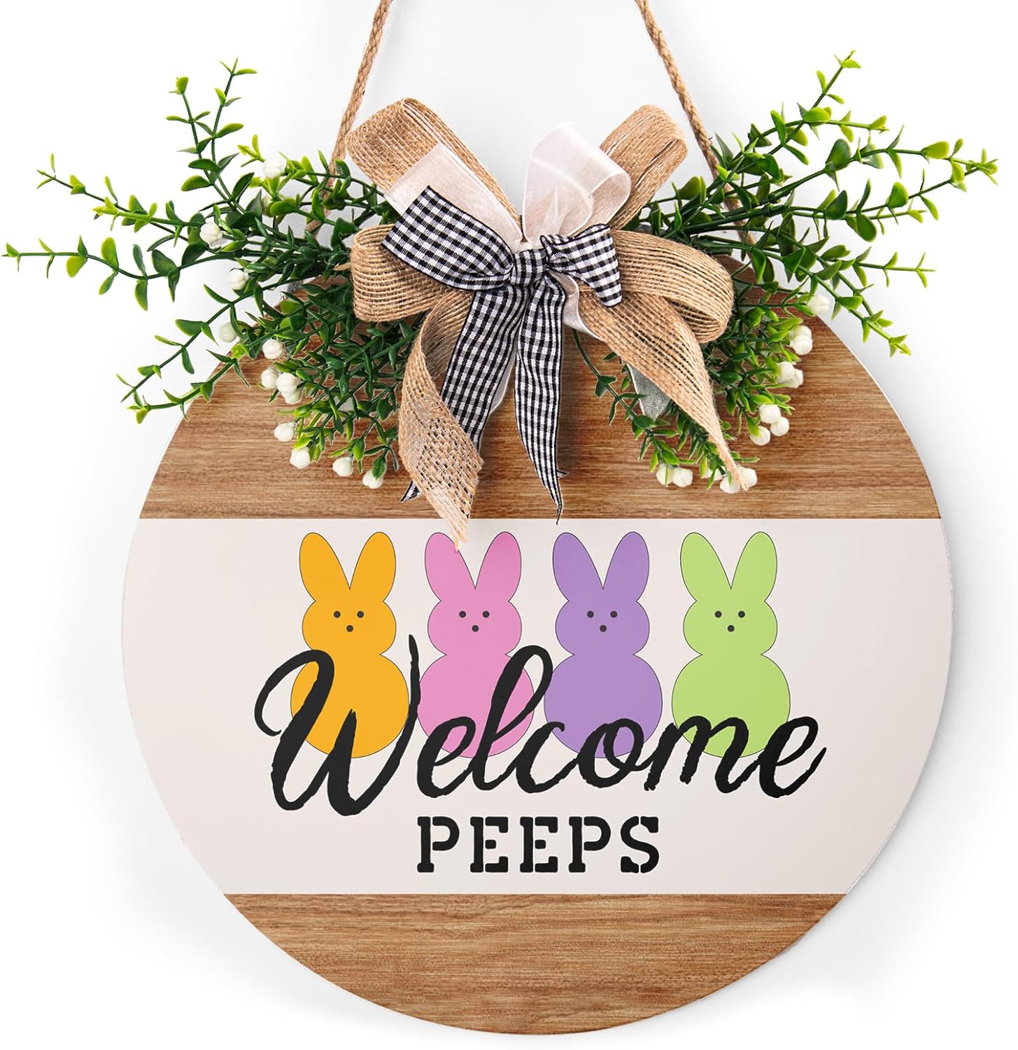 Amazon.com: Harooni Easter Decorations Welcome Peeps Door Sign, Cute ...