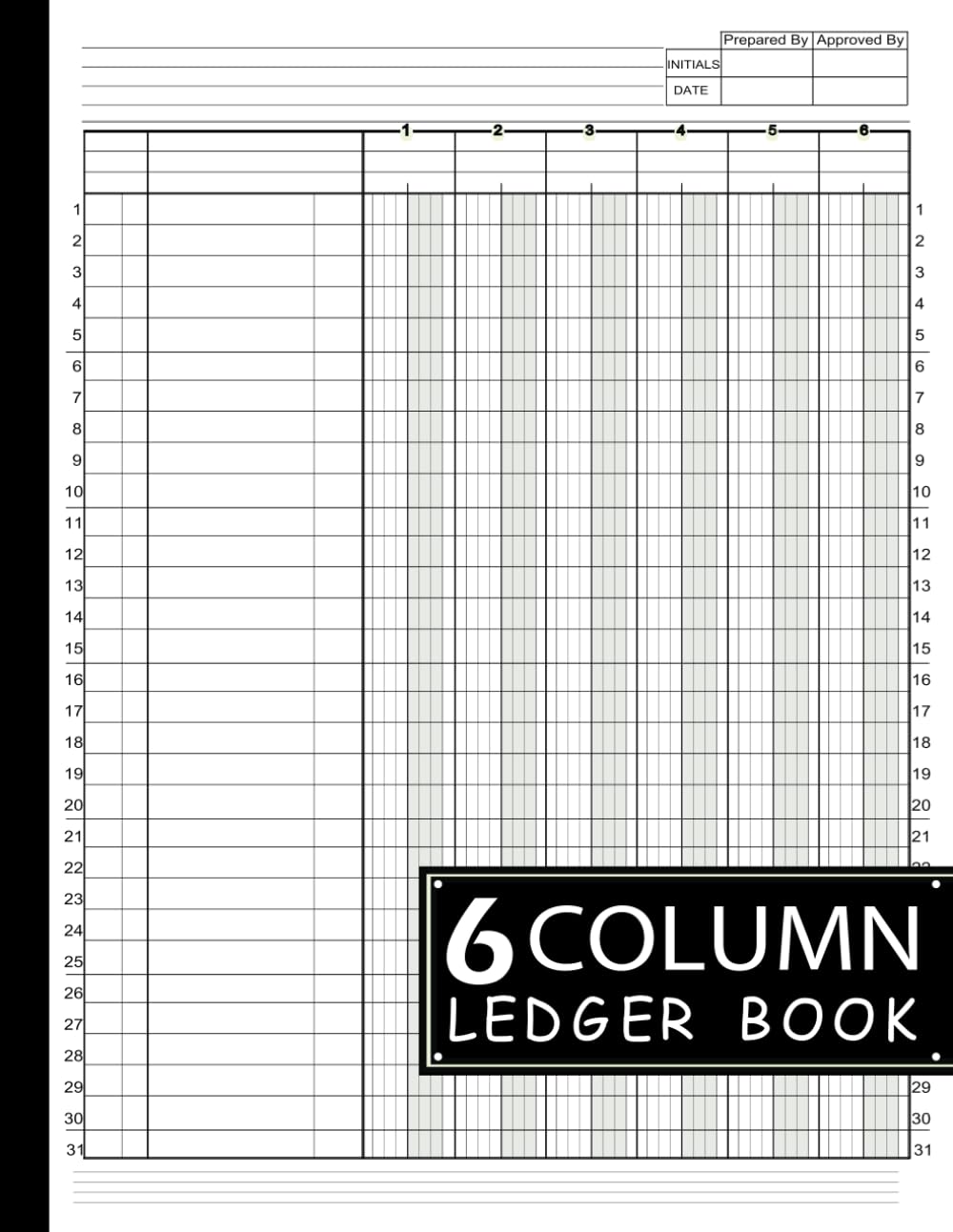 Amazon.com: 6 Column Ledger Book: Large Simple Six Column for ...