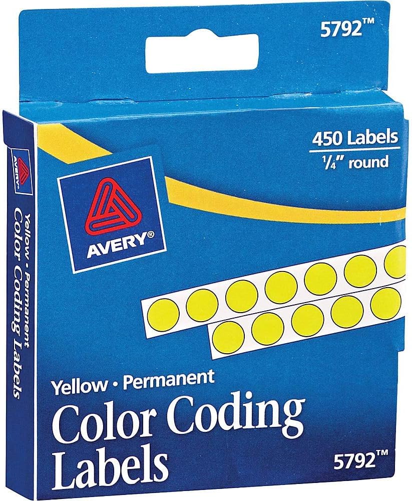 Amazon.com : Avery 05792 Permanent Adhesive Color Code Labels, 1/4-Inch ...